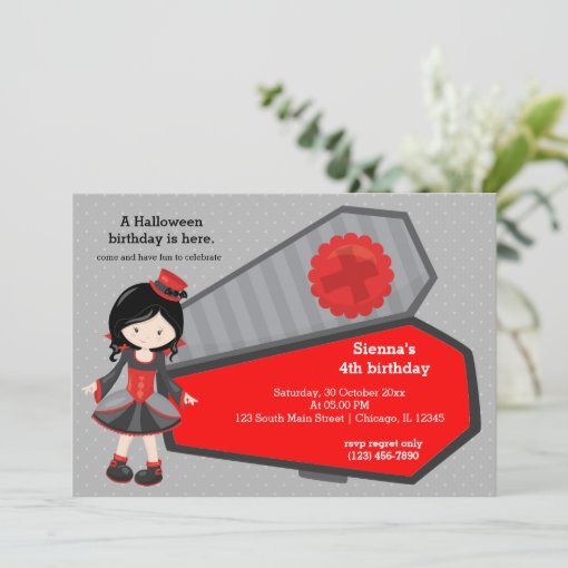Cute vampire birthday invitation | Zazzle