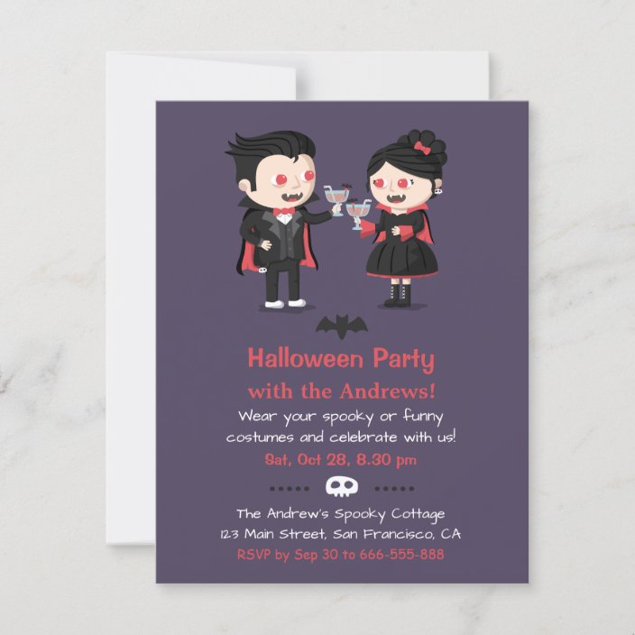 Cute Vampire Couple Halloween Party Invitations | Zazzle.com