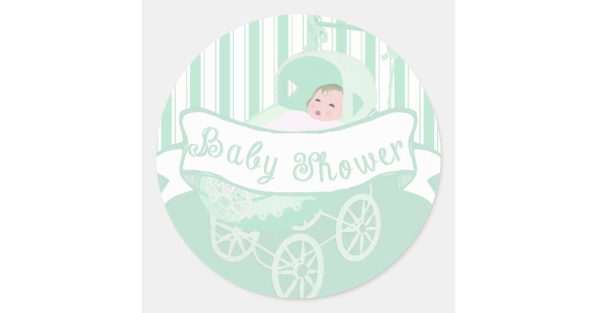Cute Vintage Banner Baby Boy Shower Sticker | Zazzle