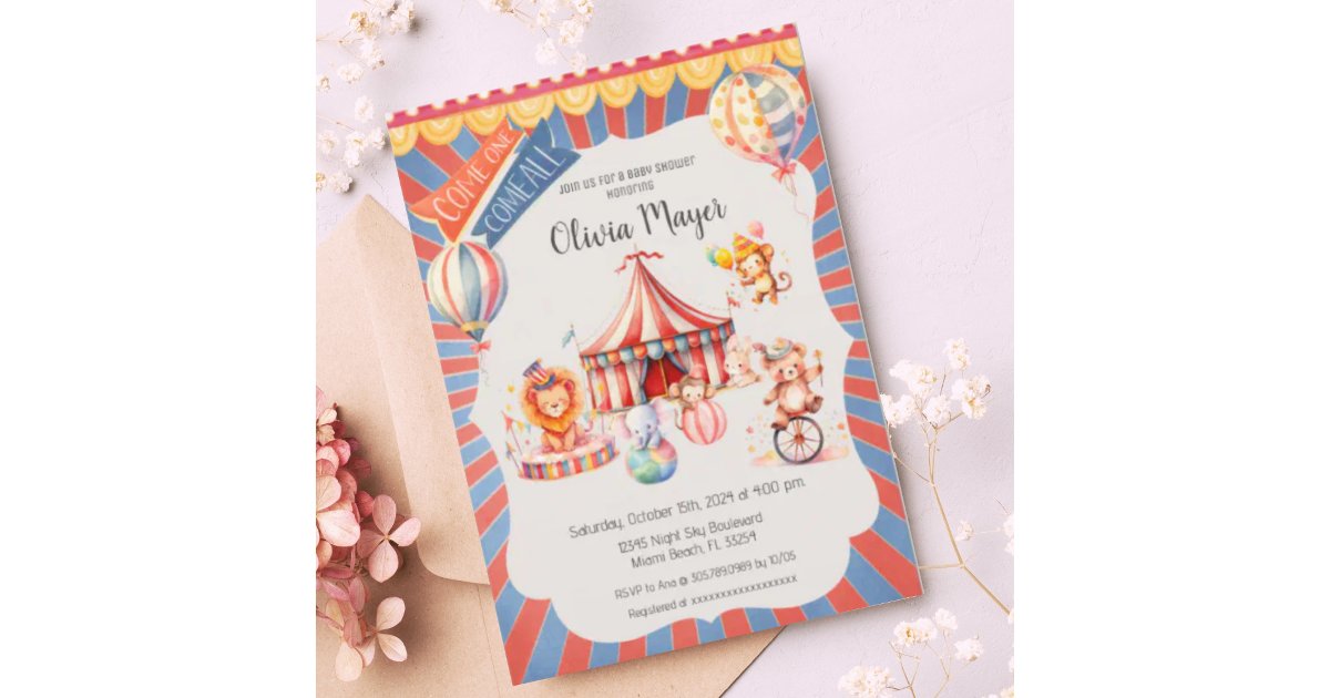 Cute Vintage Carnival Circus Baby Shower Invitation | Zazzle