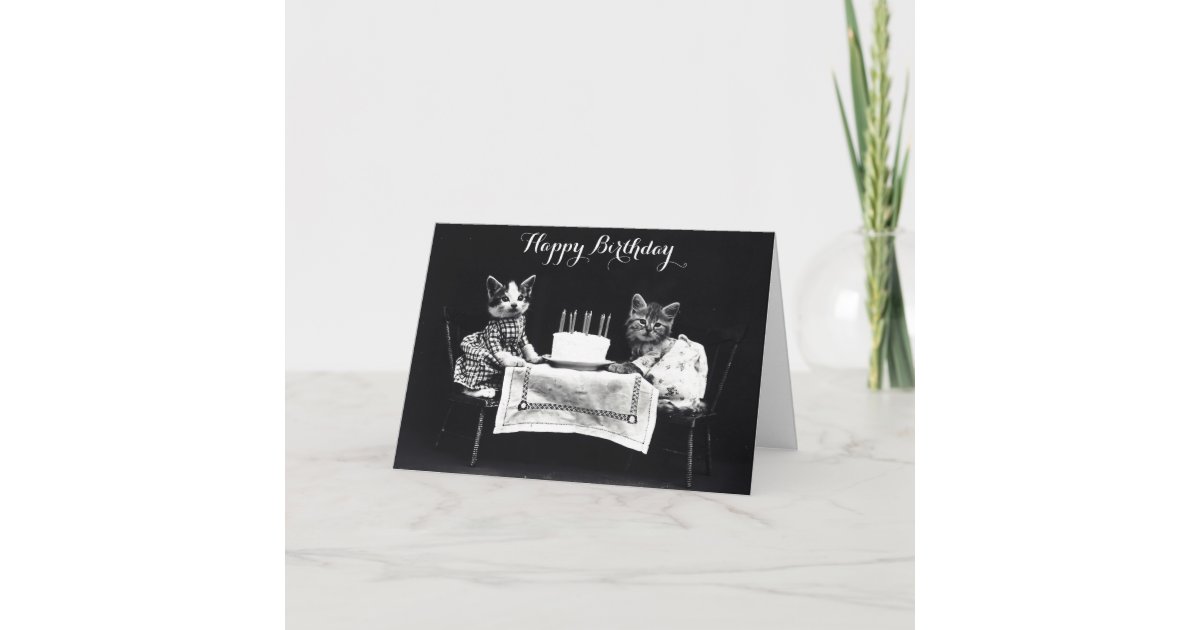 Cute Vintage Cats Birthday Card | Zazzle