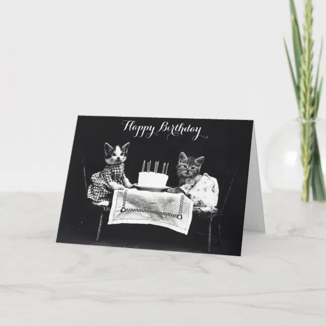 Cute Vintage Cats Birthday Card | Zazzle