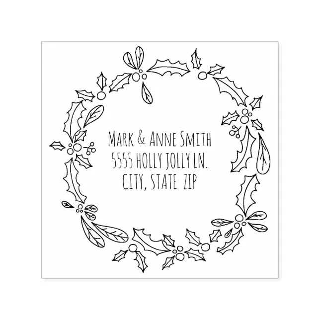 Cute Vintage Christmas Holly Berry Return Address Self-inking Stamp ...