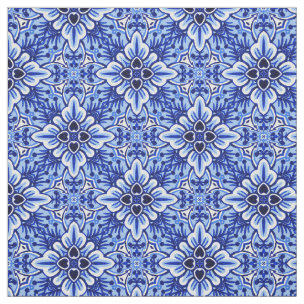Antique Elegant Dutch Delfts Blue Floral Pattern Fabric | Zazzle