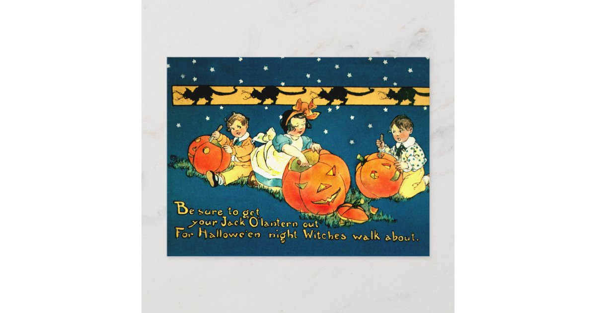 Cute Vintage Halloween Postcard | Zazzle