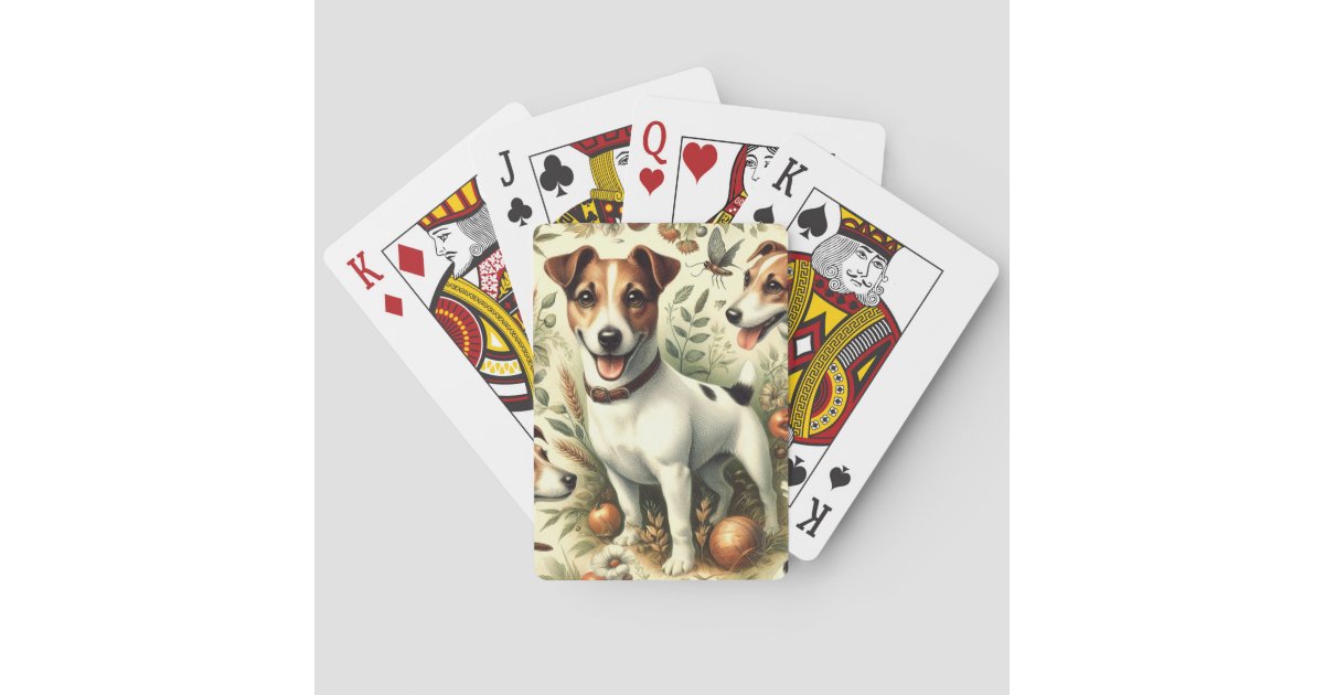 Cute Vintage Jack Russell Terrier Poker Cards | Zazzle