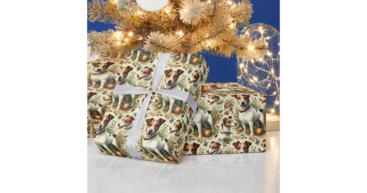 Cute Vintage Jack Russell Terrier Wrapping Paper | Zazzle