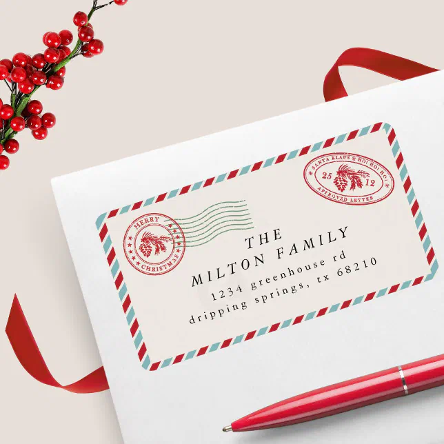 Cute Vintage Mail Holiday Return Adress Label | Zazzle