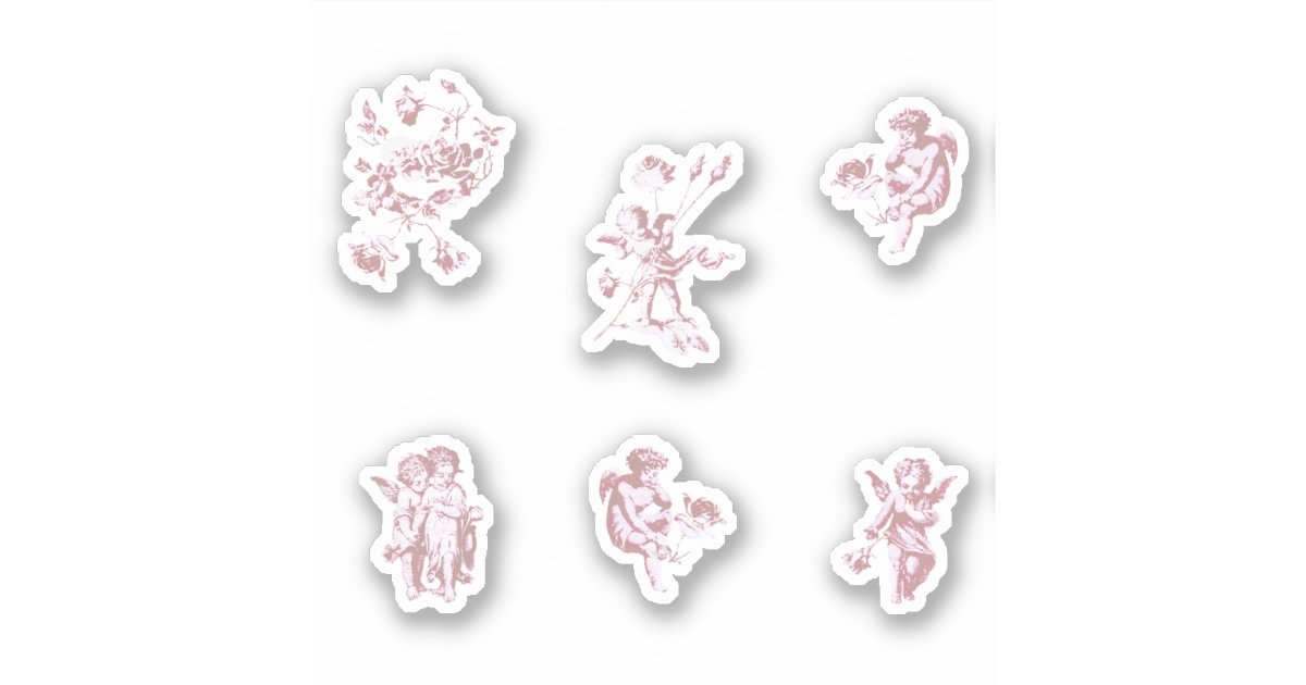 Cute Vintage Pink Cherub Cupid Angels Flowers Pack Sticker | Zazzle