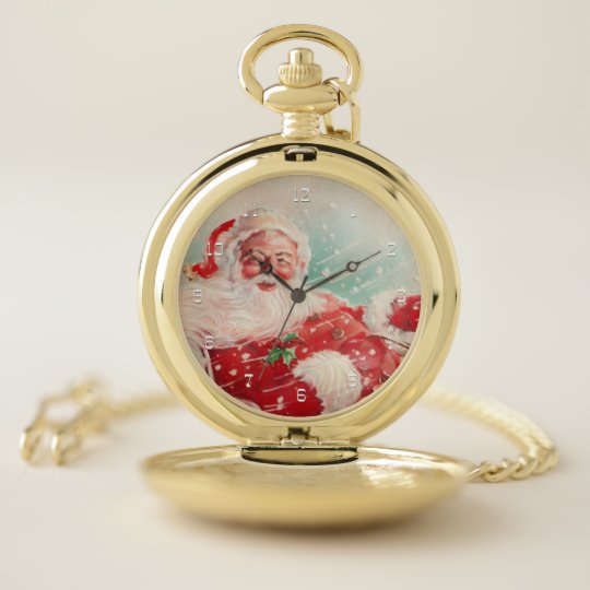 Cute vintage Santa Claus Pocket Watch | Zazzle.com