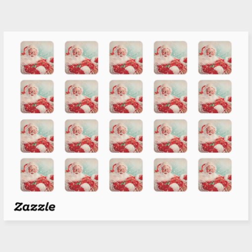 Cute vintage Santa Claus Square Sticker | Zazzle