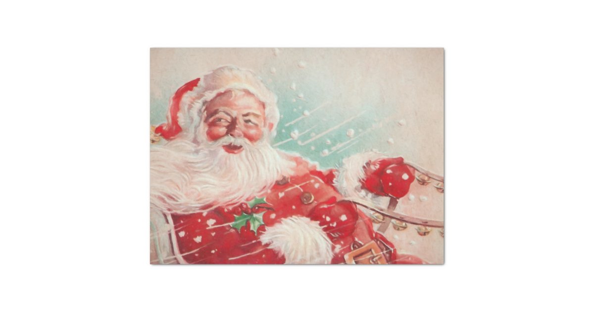 Cute vintage Santa Claus Tissue Paper | Zazzle