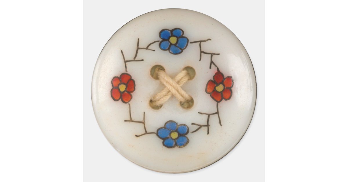 Cute Vintage Sewing Button Sticker | Zazzle