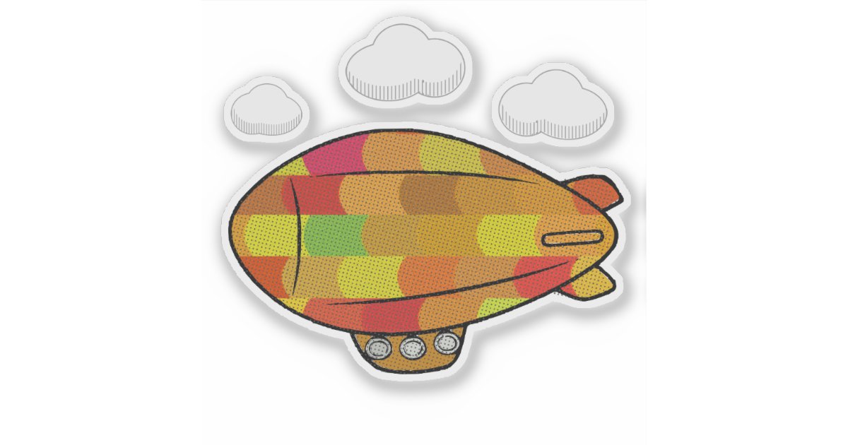 Cute Vintage Style Blimp Balloon Drawing Sticker | Zazzle