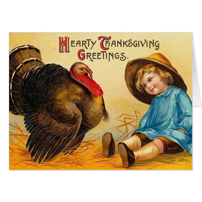 Cute Vintage Thanksgiving Greeting Card | Zazzle