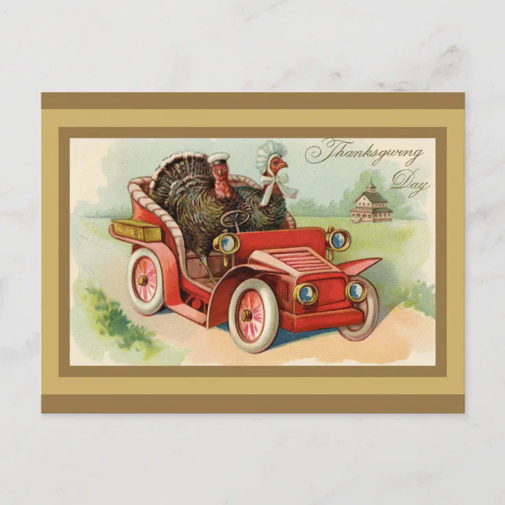Cute Vintage Turkey Thanksgiving Postcard | Zazzle