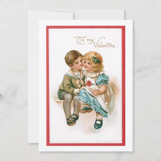 Cute Vintage Valentine Children Holiday Card | Zazzle