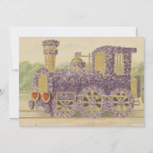 Cute vintage Valentine train Holiday Card | Zazzle