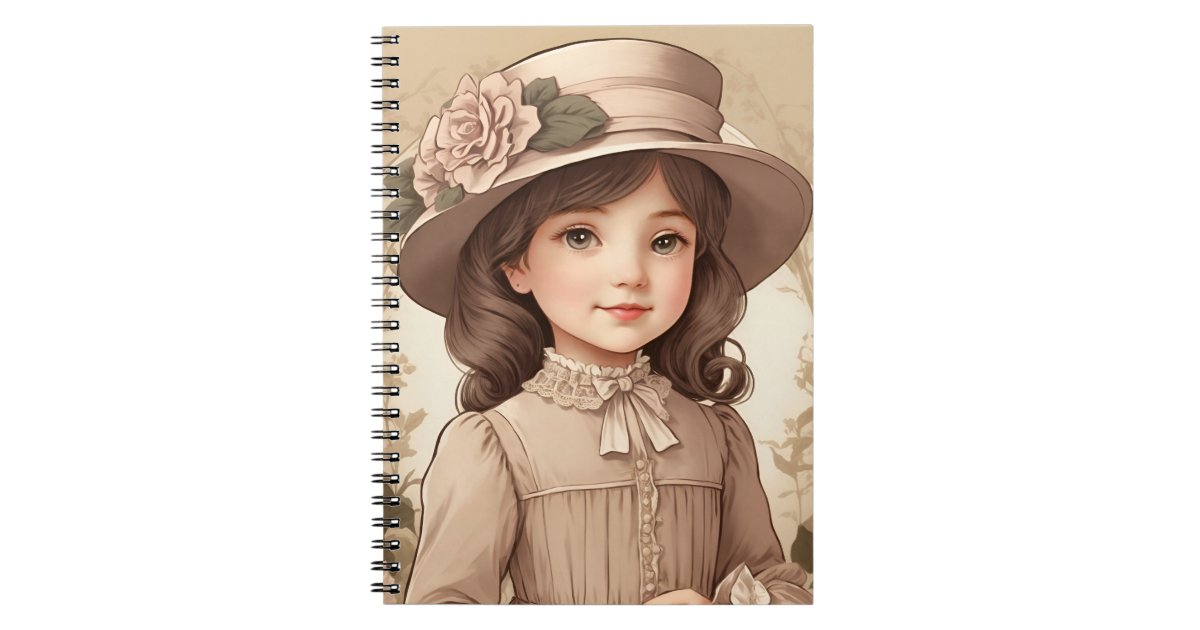 Cute Vintage Victorian Girl Portrait Notebook | Zazzle