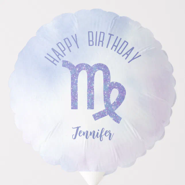 Cute Virgo Sign Custom Purple Happy Birthday Balloon | Zazzle