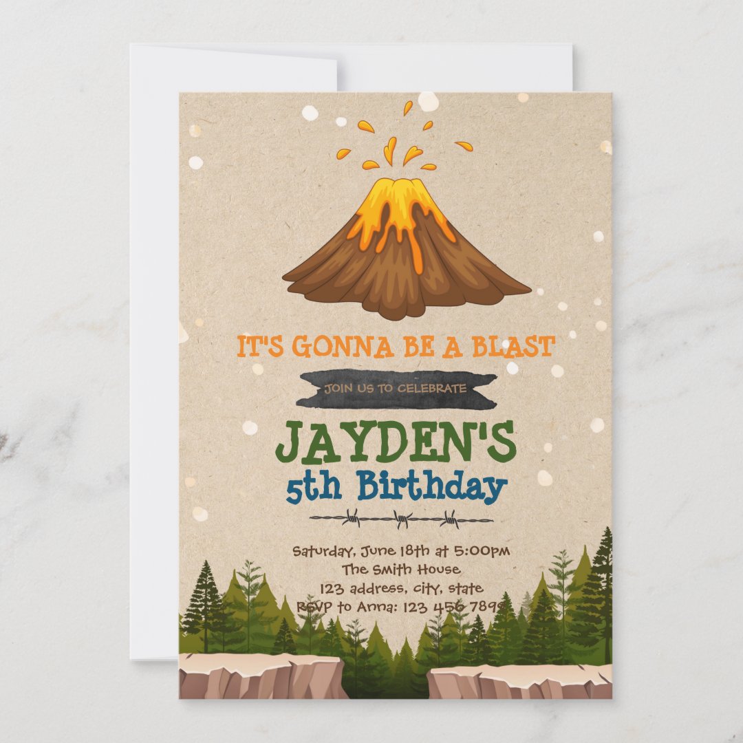 Cute volcano party invitation | Zazzle