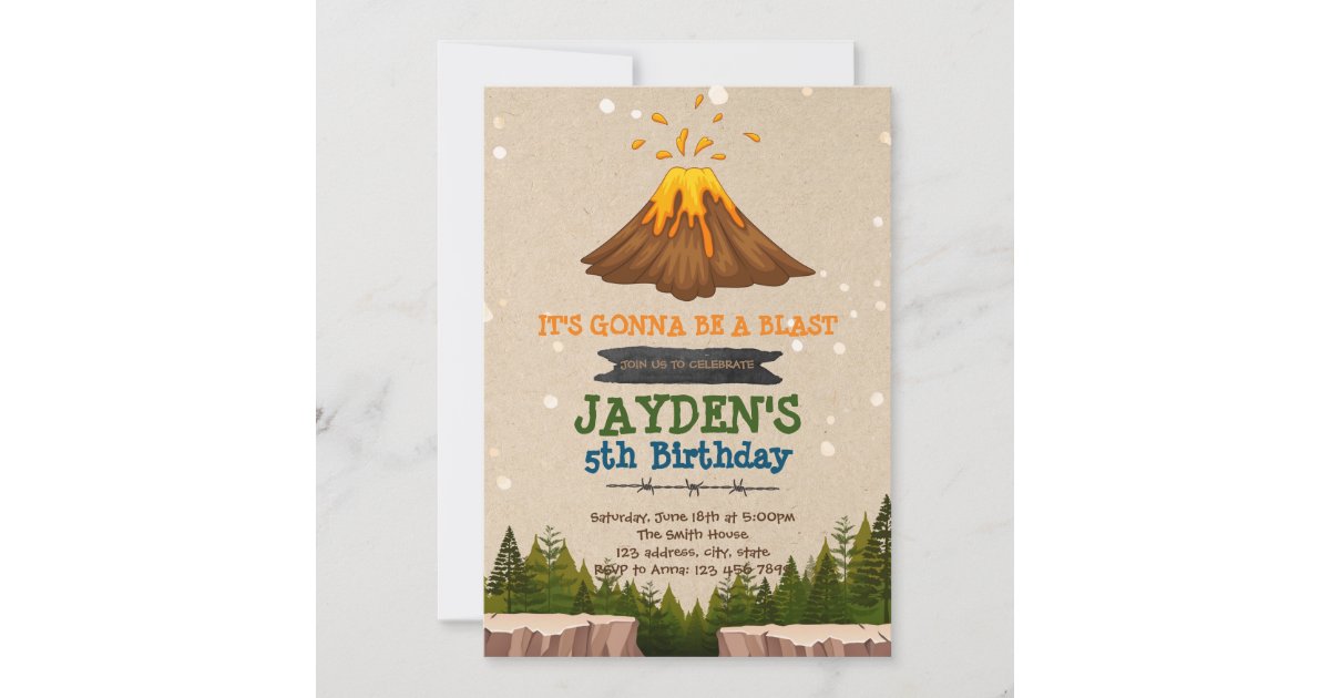 Cute volcano party invitation | Zazzle