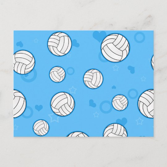 Cute Volleyball Pattern Blue Postcard | Zazzle.com