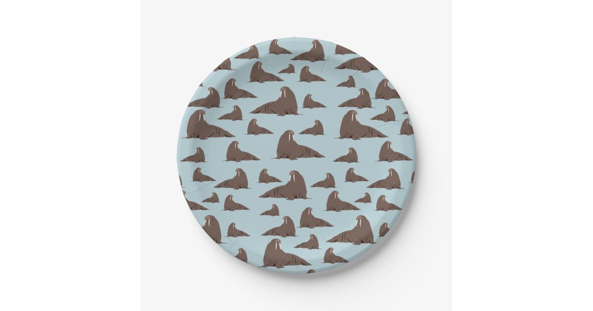 Cute Walrus Pattern Paper Plates | Zazzle