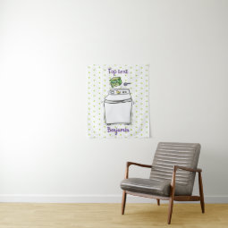 Cute washing machine laundry cartoon illustration tapestry | Zazzle