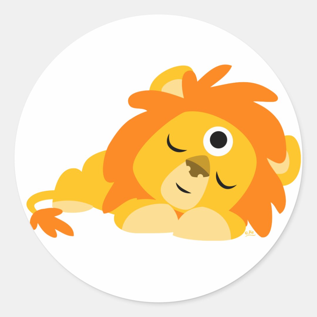 Cute Watchful Cartoon Lion sticker | Zazzle