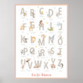 Cute Watercolor ABC Animal Alphabet Nursery Poster | Zazzle