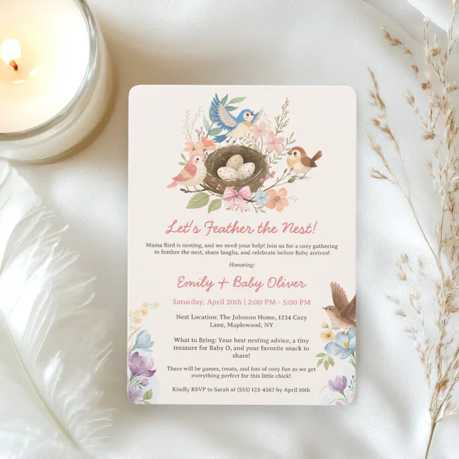 Cute Watercolor Bird Nesting Party Baby Shower Invitation | Zazzle