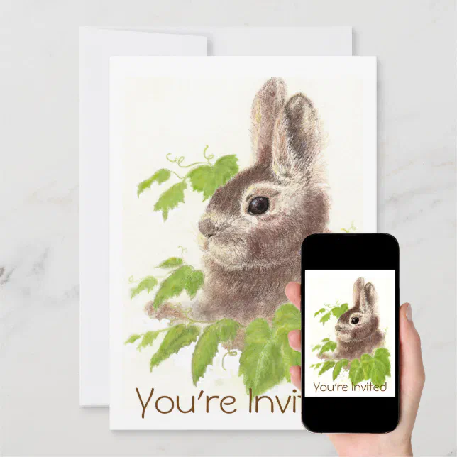 Cute Watercolor Bunny Rabbit Birthday Party Invite | Zazzle