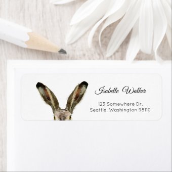 Cute Watercolor Bunny Rabbit Label | Zazzle