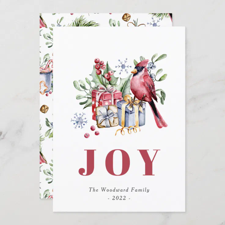 Cute Watercolor Cardinal Bird Christmas Holiday Card | Zazzle