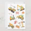 Cute Watercolor Construction Birthday Invitation | Zazzle