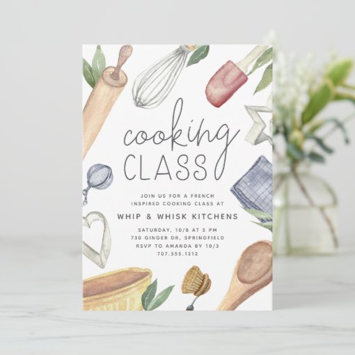 Cute Watercolor Cooking Class Invitation | Zazzle