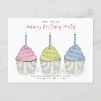 Cute Watercolor Cupcakes QR Code Social Media Postcard | Zazzle