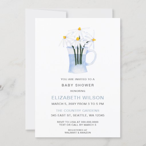 Cute Watercolor Daisy Gender Neutral Baby Shower Invitation | Zazzle