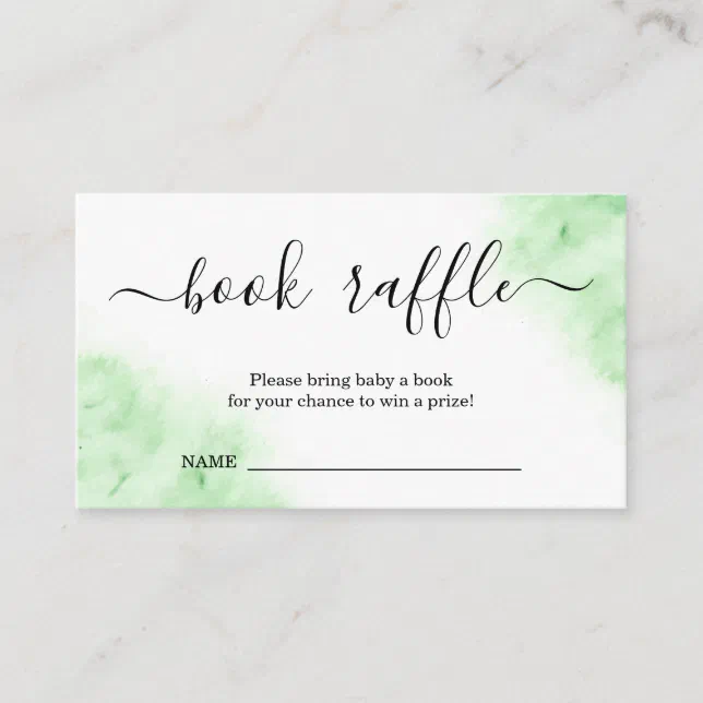 Cute Watercolor Diaper Book Raffle For Baby Shower Enclosure Card | Zazzle