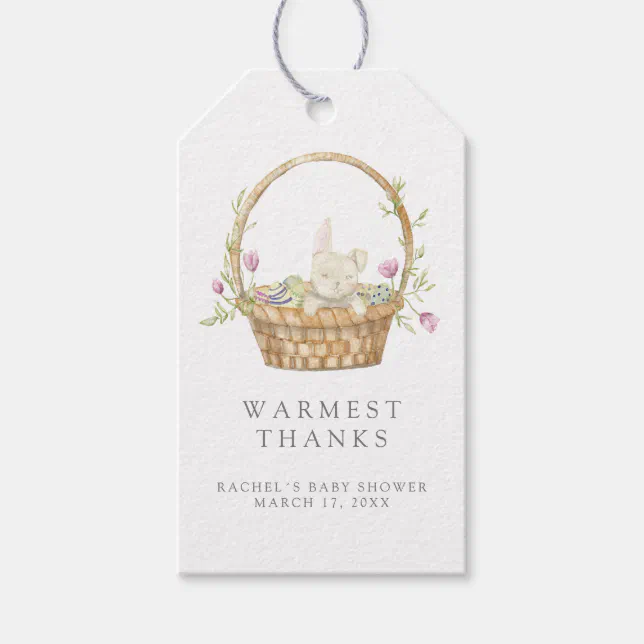 Cute watercolor easter bunny thank you gift tags | Zazzle