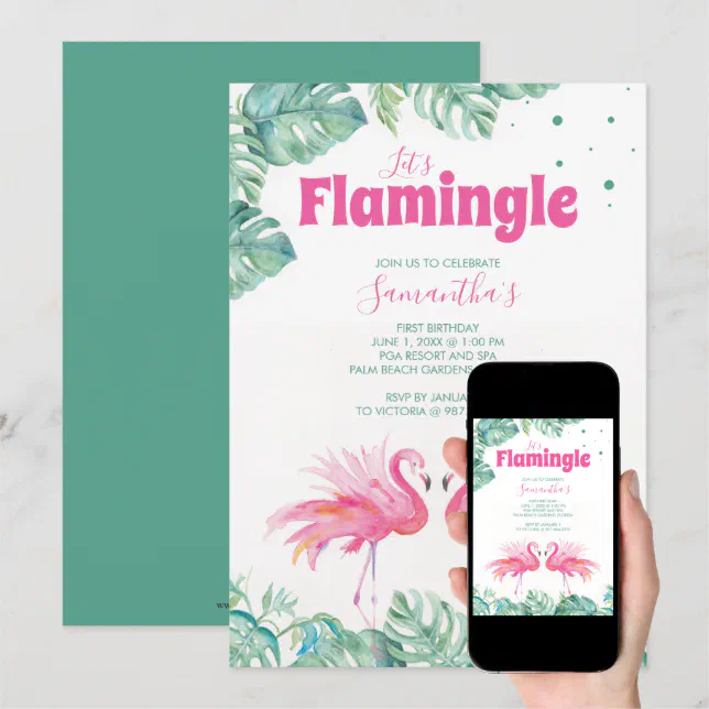 Cute Watercolor Flamingo Birthday Party Invitation | Zazzle