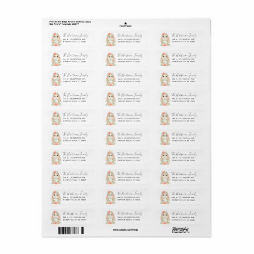 Cute Watercolor Floral Bunny Easter Return Address Label | Zazzle