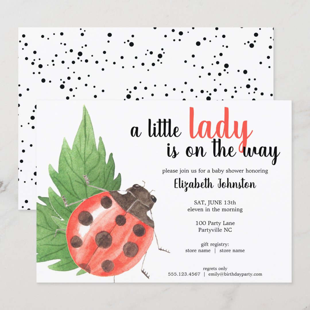Cute Watercolor Ladybug Baby Shower Invitation | Zazzle