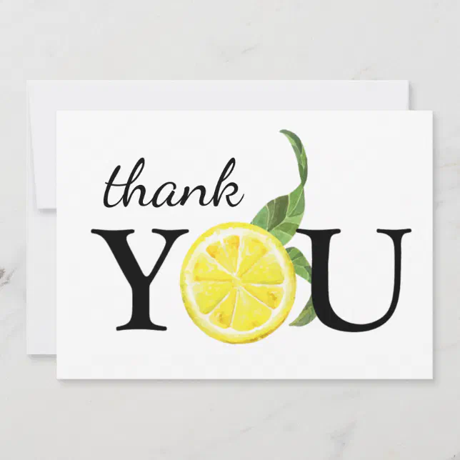 Cute Watercolor Lemon Thank You Card | Zazzle