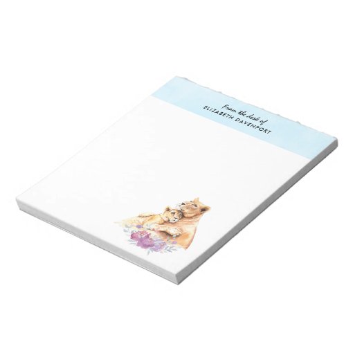 Cute Watercolor Mother Lion & Cub Notepad | Zazzle
