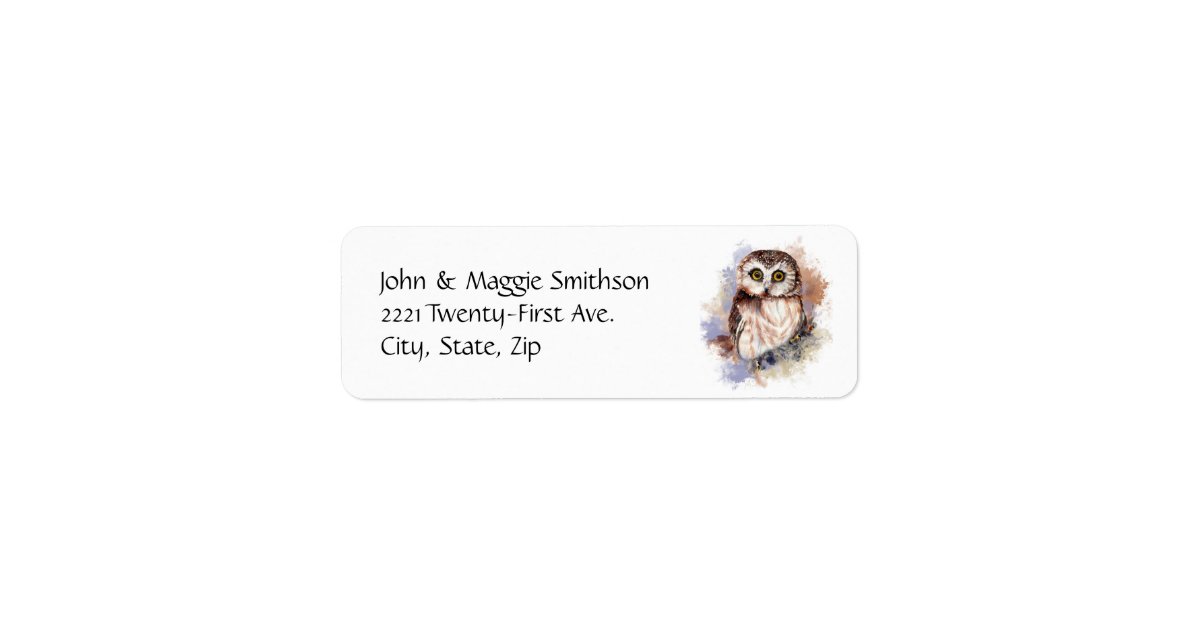 Cute Watercolor Owl Bird Nature art Label | Zazzle