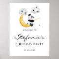 Cute Watercolor Panda Birthday Party Welcome Poster | Zazzle