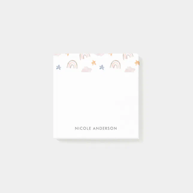 Cute Watercolor Pastel Rainbow Cloud Stars Post-it Notes | Zazzle