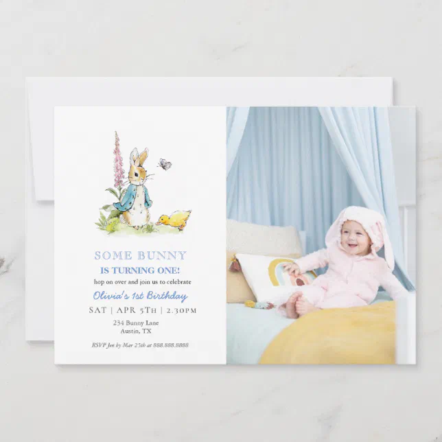 Cute Watercolor Peter Rabbit 1st birthday Invitation | Zazzle